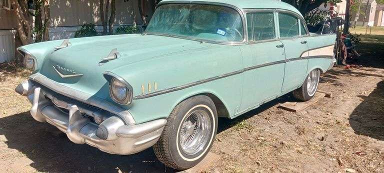 : 1957 CHEVY BELIAR 4DR AUTO HAS KEY THERE WILL BE $100 PAPER WORK FEE ...