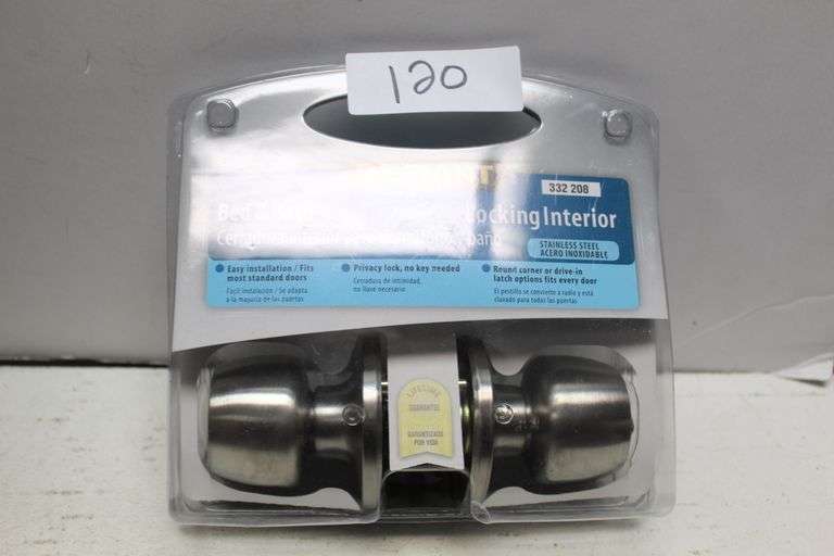 DEFIANT BED & BATH LOCKING INTERIOR STAINLESS STEEL DOOR KNOB PRIVACY ...