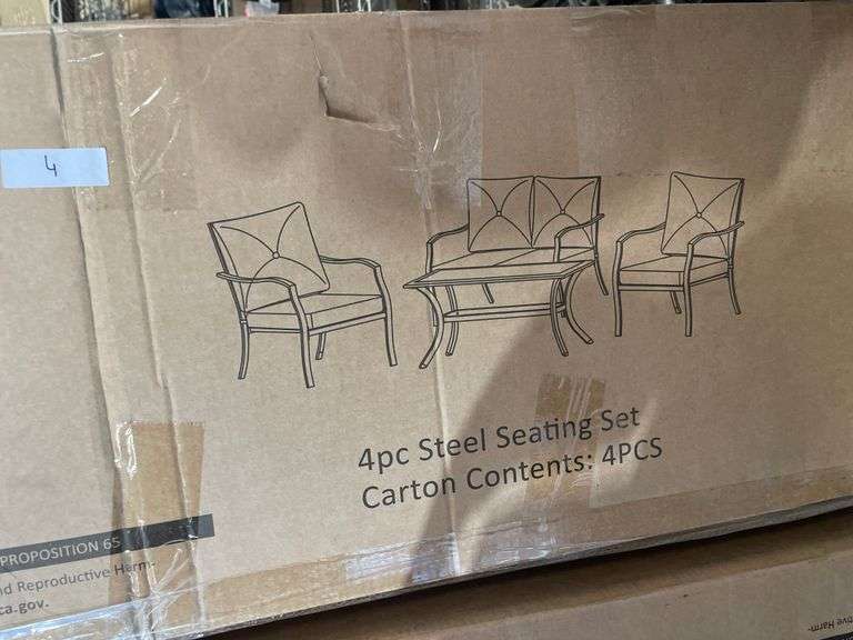 4 PCS STEEL SEATING SET RETAIL $ 450 - Dallas Online Auction Company