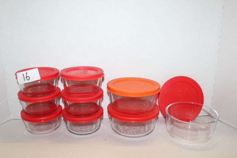 GLASS PYREX STORAGE CONTAINERS WITH LIDS 3 2CUP BOWLS AND 6 1CUP BOWLS ...