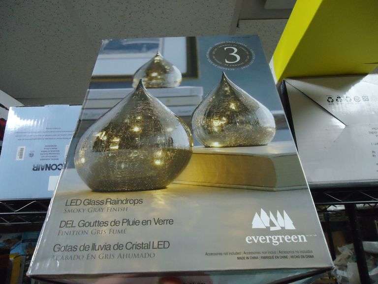 EVERGREEN 3-PACK OF LED GLASS RAINDROPS - Dallas Online Auction Company