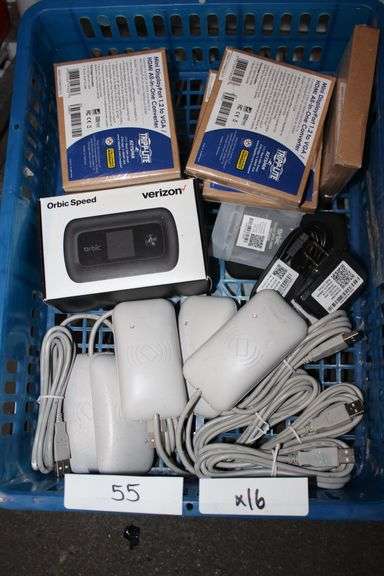 LOT OF ASSORTED ACCESSORIES INCLUDING ELECTRONIC RECEIVER, VERIZON ...