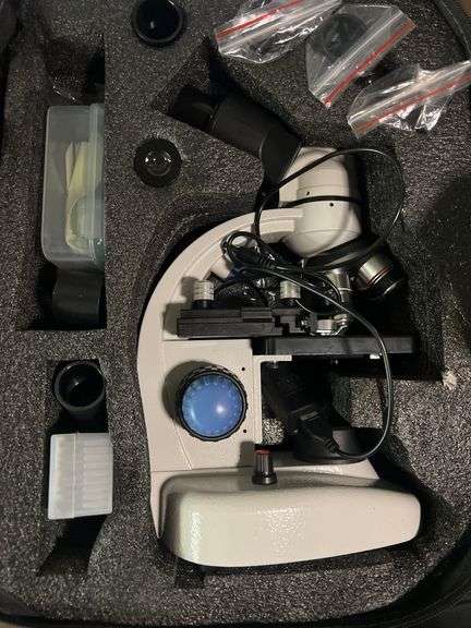 BEGINNERS MICROSCOPE KIT INCLUDING APROX 10"H MICROSCOPE, VARIOUS LENS ...