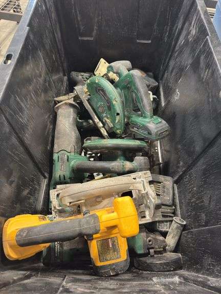 TOTE FULL OF BATTERY TOOLS, NOT ALL TESTED-- - Hoge Auctioneering LLC