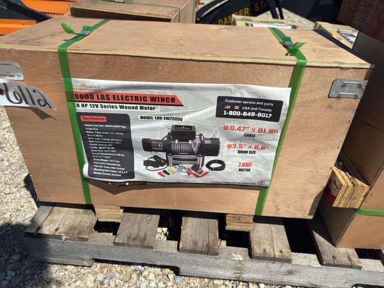 20000# 12V winch - Hoge Auctioneering LLC