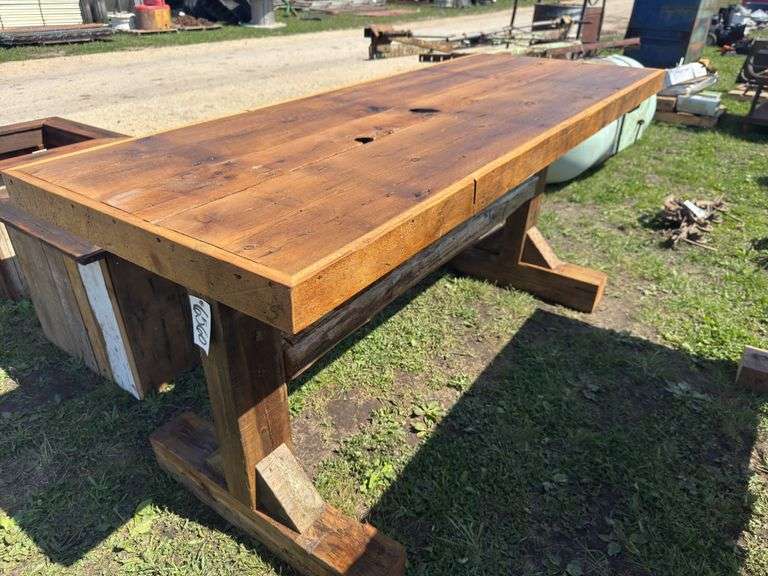 TALL WOOD TABLE, 83L X 31W X 38"T - Hoge Auctioneering LLC