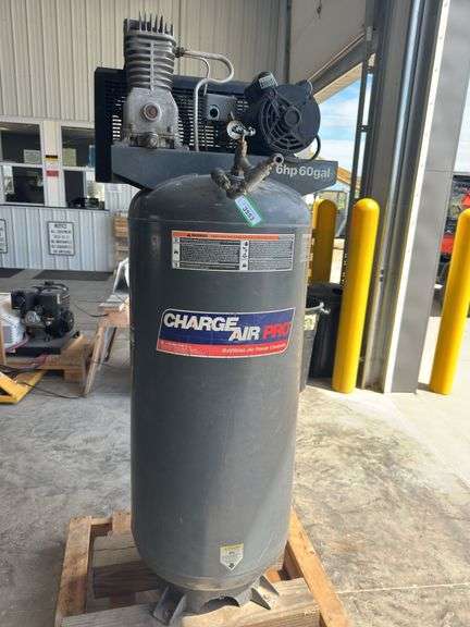 CHARGE PRO 60 GAL AIR COMPRESSOR, 6 HP, 240V, WORKS - Hoge ...