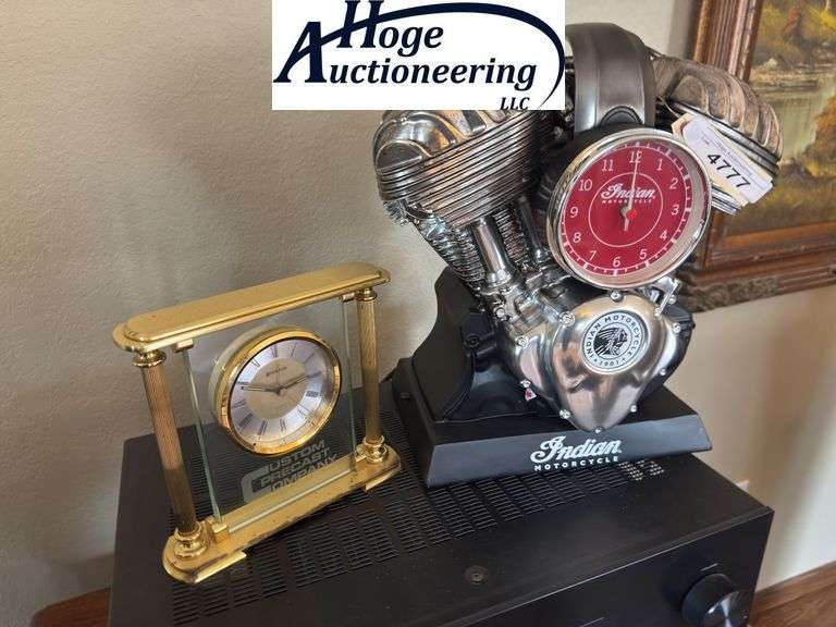 Indian Motorcycle motor decor clock and Custom Precast Company clock ...