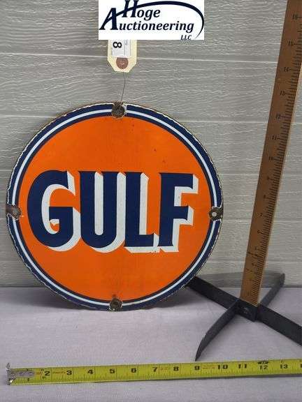 Gulf sign - porcelain type - Hoge Auctioneering LLC
