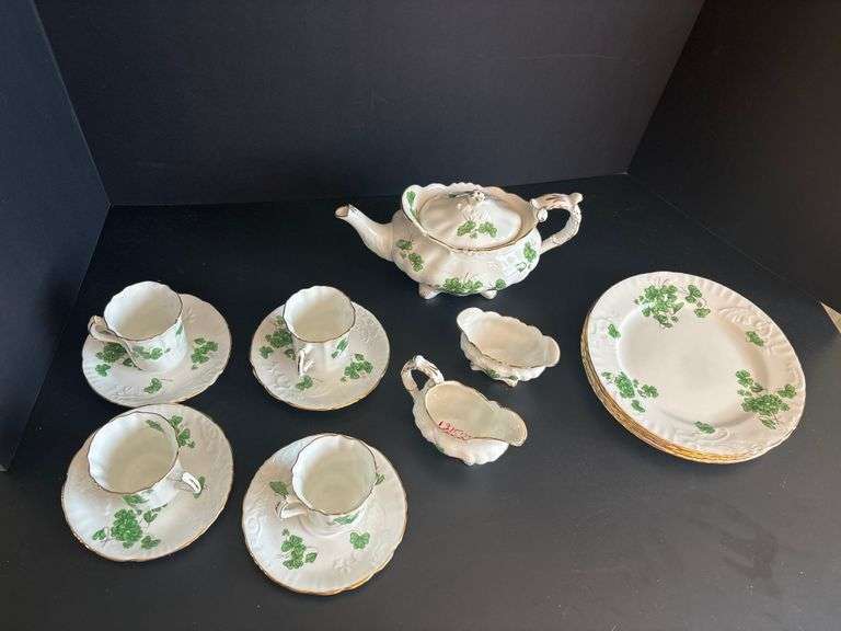 Vintage Lucky Shamrock Bone China Tea Set - Hoosier Auction Group