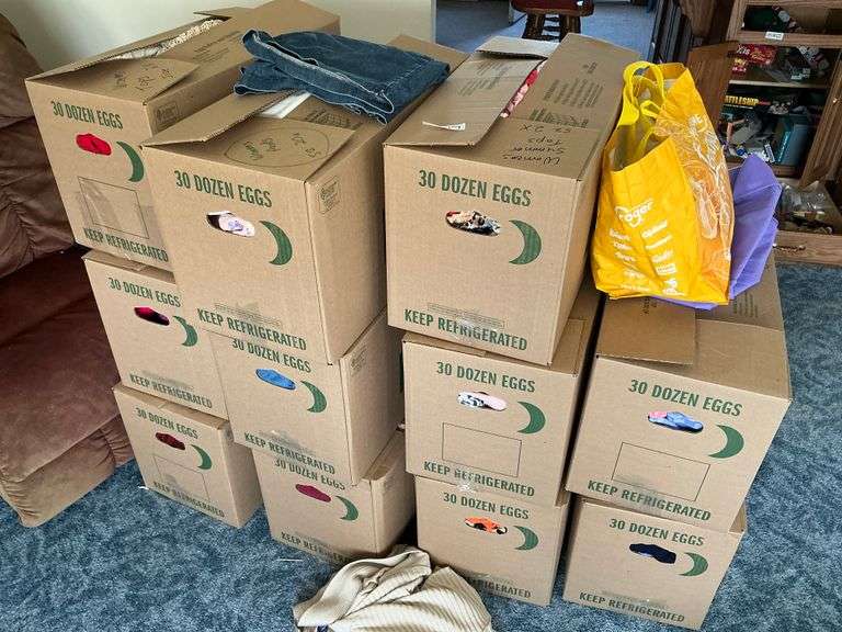 Boxes of women’s clothes - 11 boxes - Hoosier Auction Group