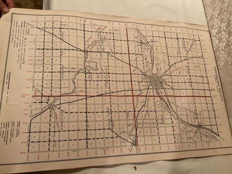 1959 Huntington County road map - 4 maps - Hoosier Auction Group