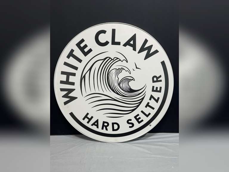 White Claw Hard Seltzer Round Sign w/ Metal Ring Around The Outside ...