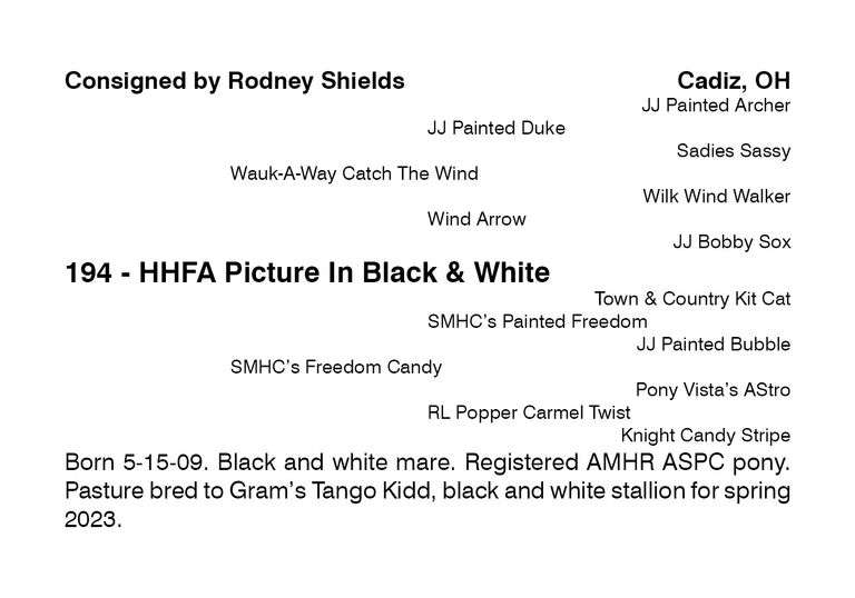 HHFA Picture In Black & White - Mt Hope Auction