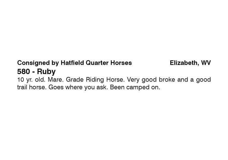 Ruby - Mt Hope Auction