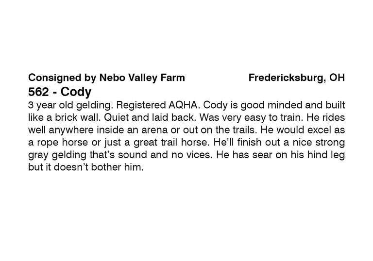 Cody - Mt Hope Auction