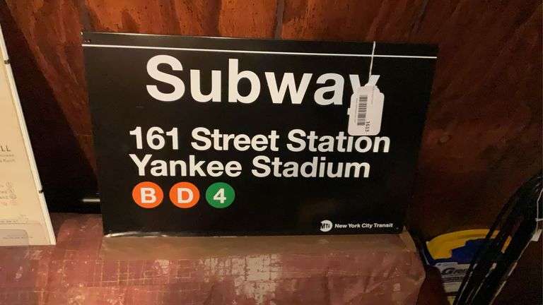 Tin Yankee Stadium subway sign - Hurley Real Estate & Auctions