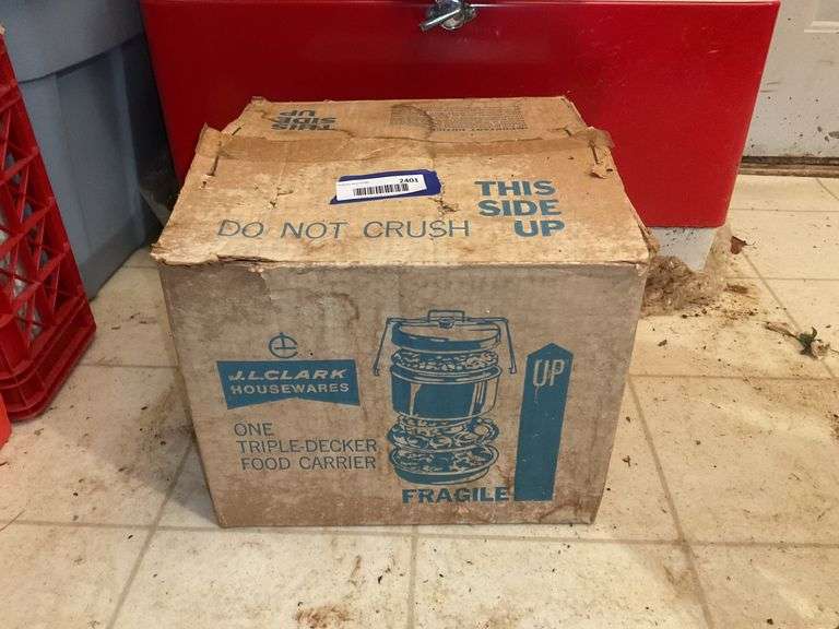 Triple-decker food carrier in box - Hurley Real Estate & Auctions