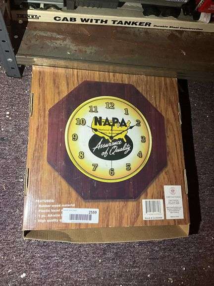 NAPA auto parts wall clock in box - Hurley Real Estate & Auctions