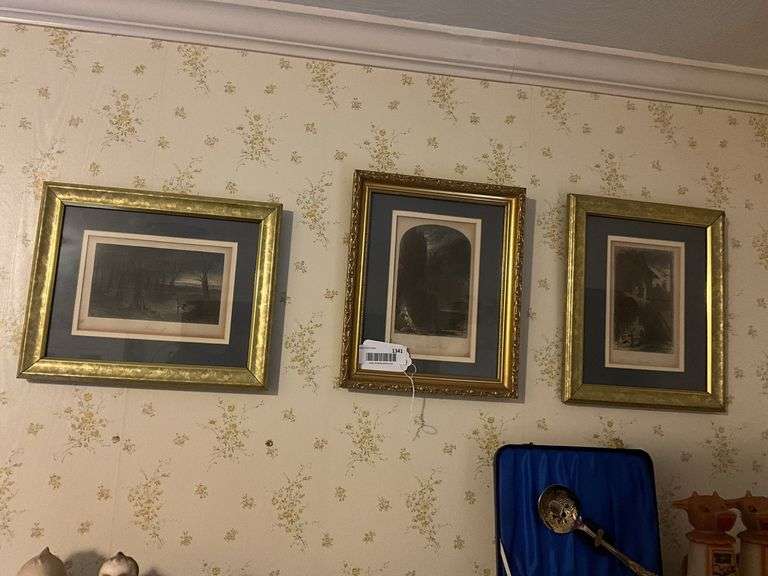 Three Dickens engravings in gilt frames - Hurley Real Estate & Auctions