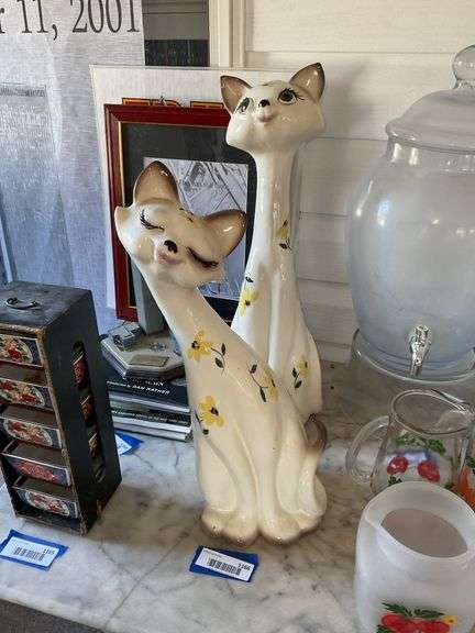 Pair long-neck cat figurines - Hurley Real Estate & Auctions