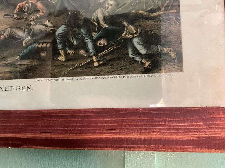 1887 Kurz & Allison Battle of Fort Donelson print, framed - Hurley Real ...