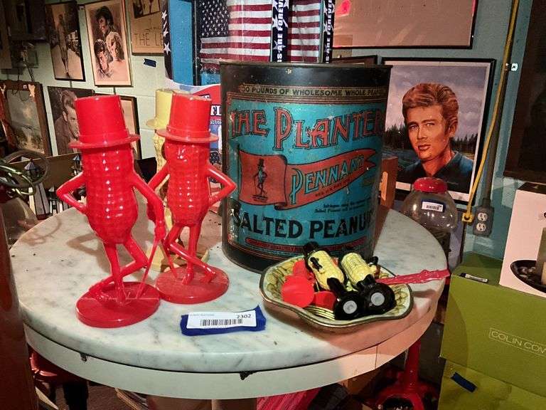 Planters Peanuts collectibles: Pennant peanut tin, litho tin peanut ...
