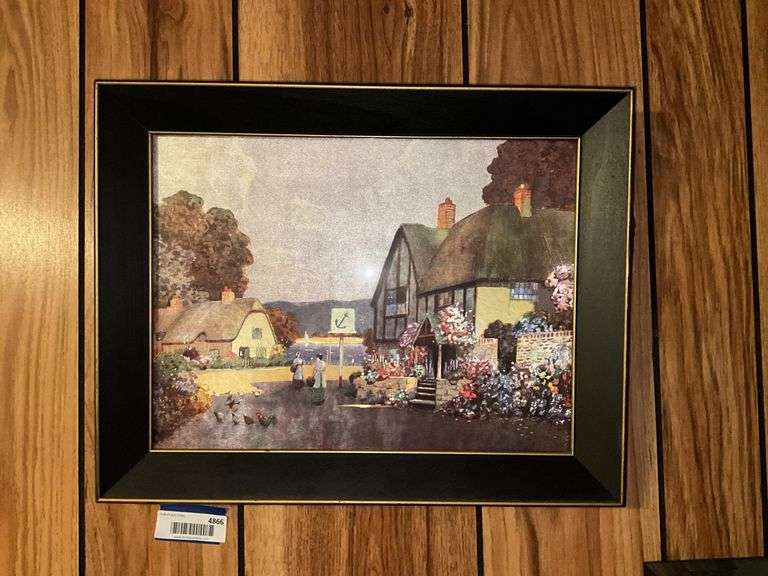 Three prints: oval landscape and two cottage scenes - Hurley Real ...