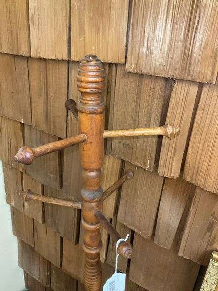 Turned wood clothes tree - Hurley Real Estate & Auctions
