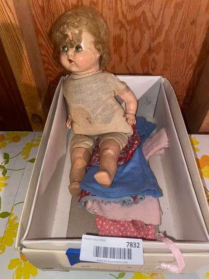 Antique composition doll w/ doll clothes - Hurley Real Estate & Auctions