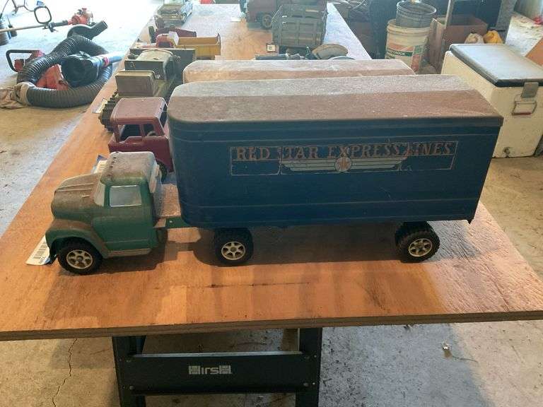 Vintage pressed steel Red Star Express Lines toy truck - Hurley Real ...
