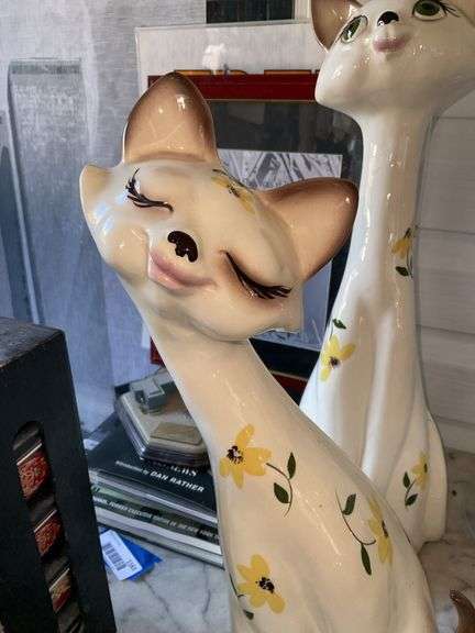 Pair long-neck cat figurines - Hurley Real Estate & Auctions