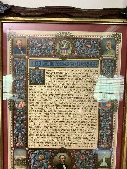 The Gettysburg Address illustrated print, A. & G. Mungo, 1926, framed ...