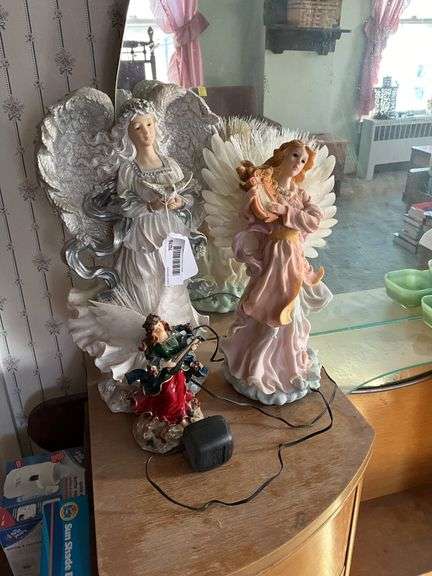 Three angel figurines including fiber optic - Hurley Real Estate & Auctions