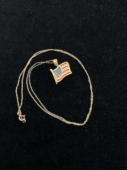 10K flag pendant and chain - Hurley Real Estate & Auctions