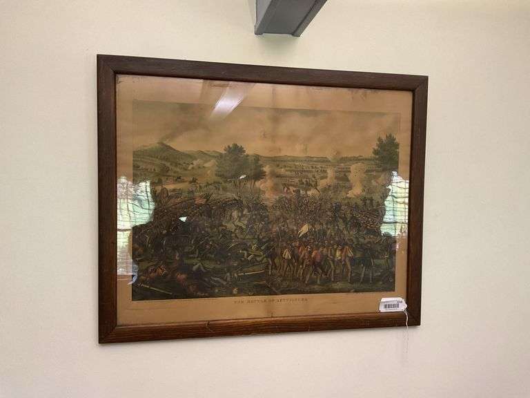 1884 The Battle of Gettysburg print, Kurz & Allison, framed - Hurley ...