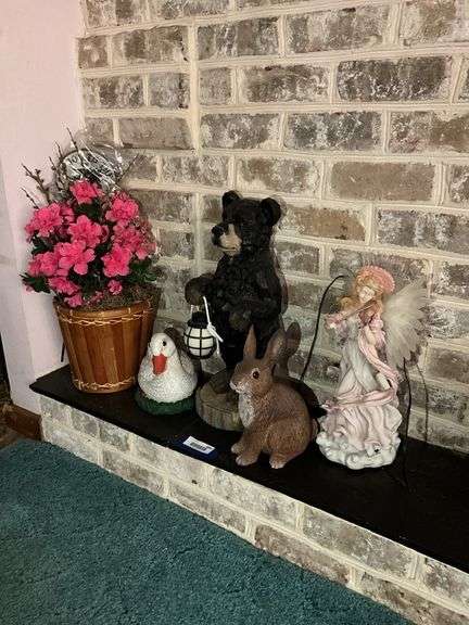 Bear figure w/ lantern, fiber optic angel, duck and rabbit figures ...