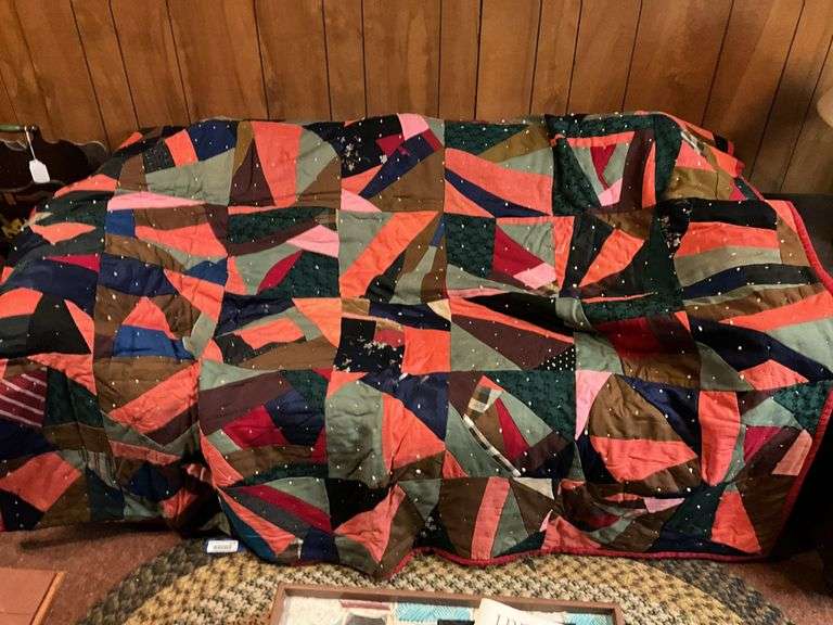 Knotted crazy quilt comforter - Hurley Real Estate & Auctions