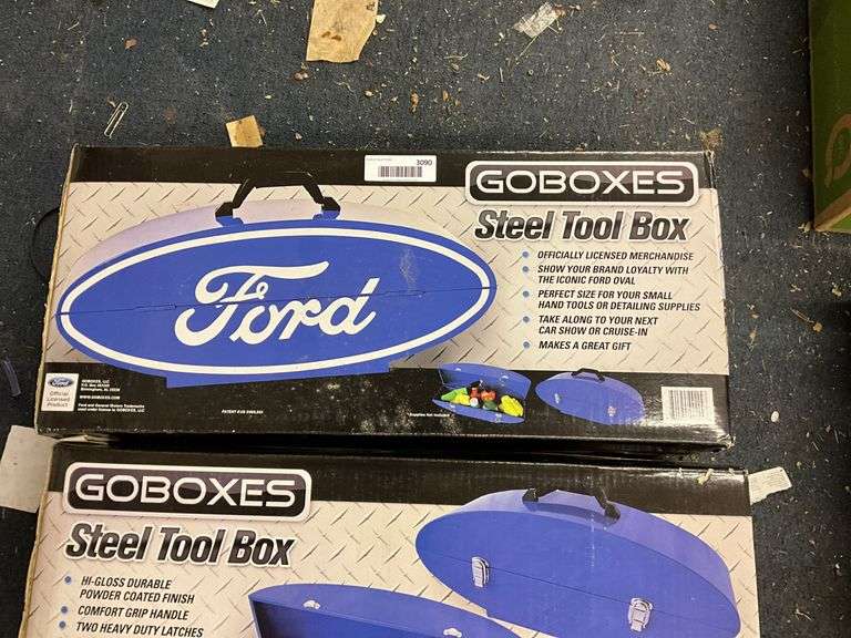 Two FORD steel Goboxes toolboxes in boxes - Hurley Real Estate & Auctions
