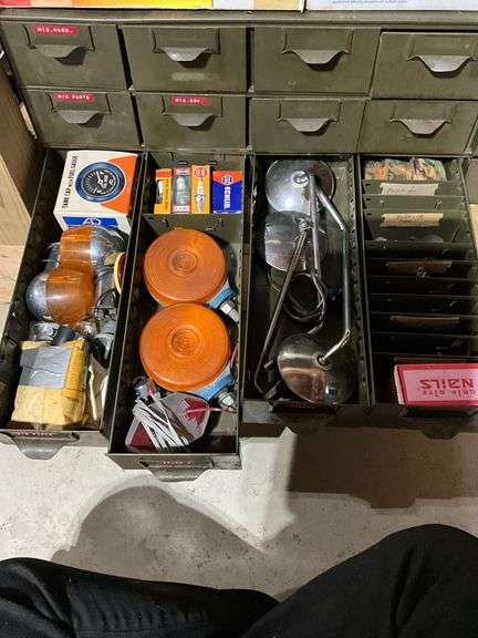 Metal 18-drawer card files w/ contents, w/ top contents furniture ...