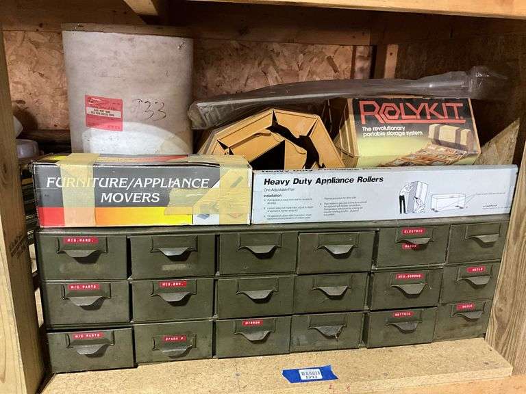 Metal 18-drawer card files w/ contents, w/ top contents furniture ...