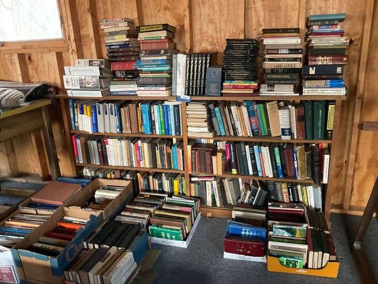 Shelf unit and books contents 84x38.5x10.5 - Hurley Real Estate & Auctions