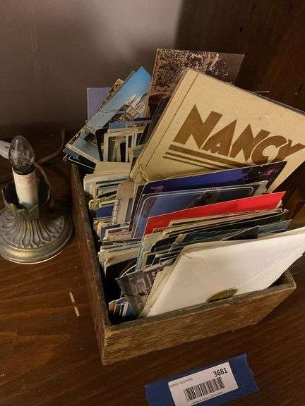 Wooden box of travel postcards - Hurley Real Estate & Auctions