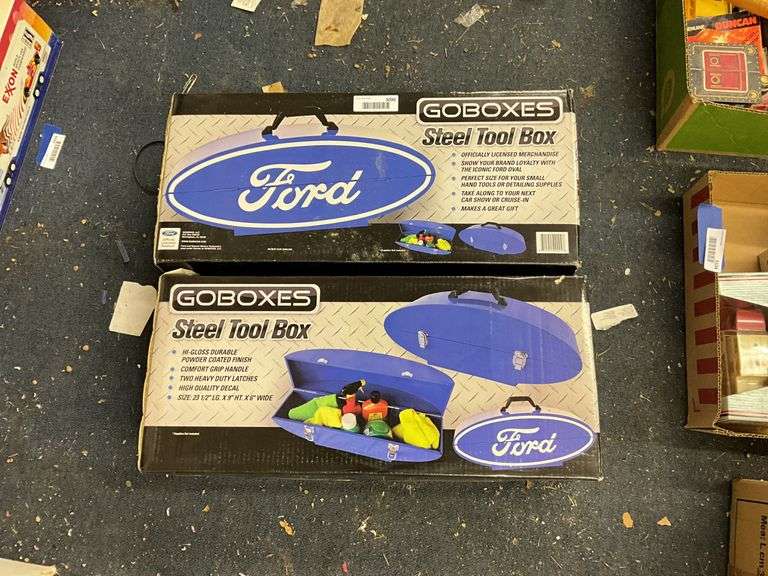 Two FORD steel Goboxes toolboxes in boxes - Hurley Real Estate & Auctions