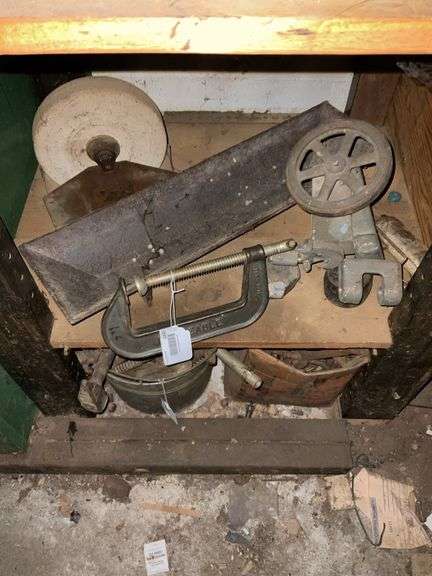 Grinder wheel, C clamp, misc - Hurley Real Estate & Auctions