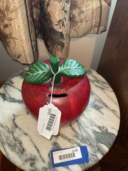 Figural apple coin bank - Hurley Real Estate & Auctions