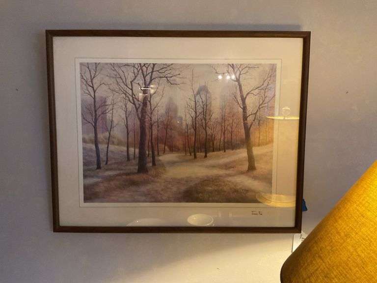 James Fan print, Autumn park, framed - Hurley Real Estate & Auctions