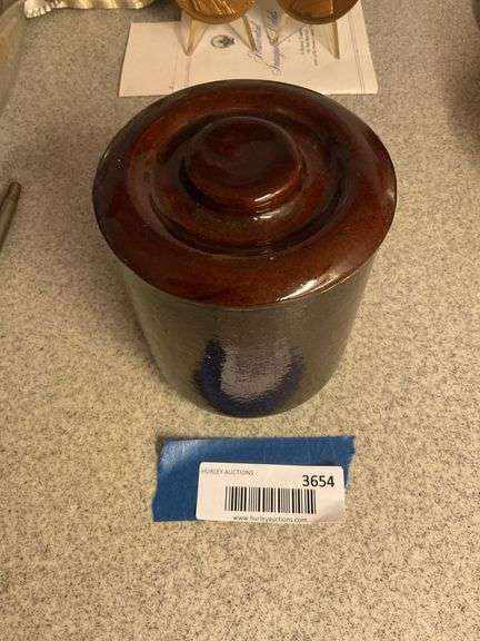 Copern Wood brown glazed stoneware jar. ***Please note that the jar lid ...