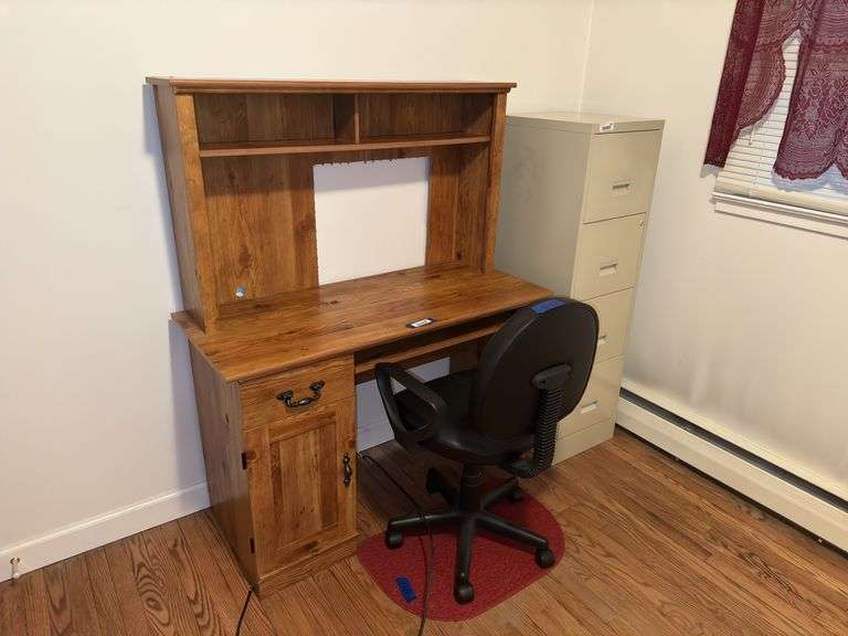 Office desk 45 in L x 19 in W and office chair. (2) small rugs - Hurley ...