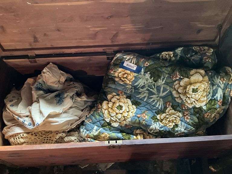 Contents of chest: comforter, crochetwork, linens - Hurley Real Estate ...
